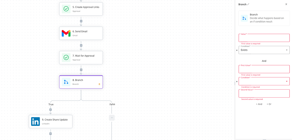Using Branch feature and approval links - Need help - Activepieces ...