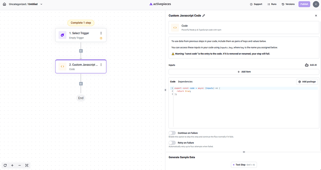 Code Block Editor Missing - Need help - Activepieces Community