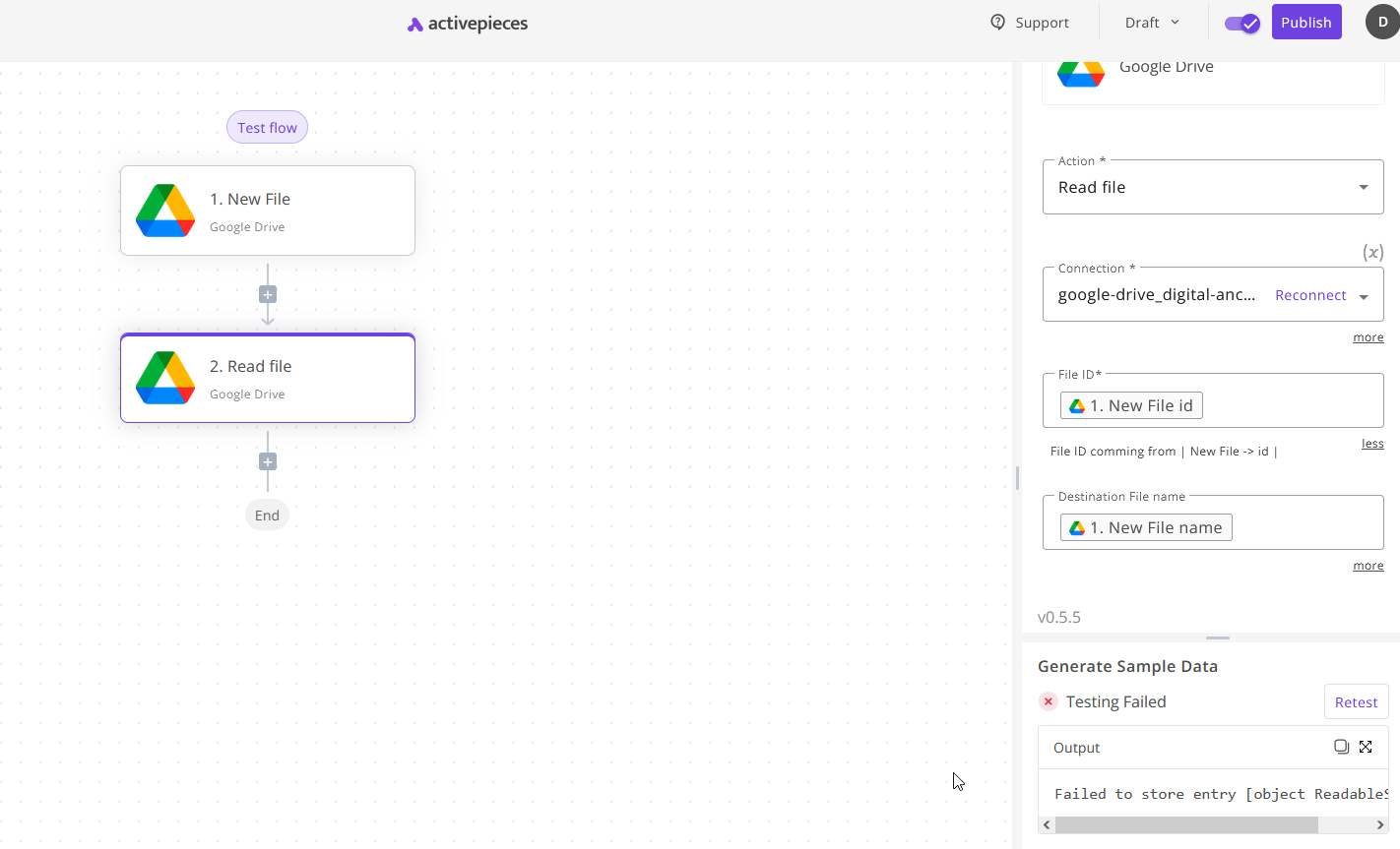 Failed to store entry [object ReadableStream] - Google Drive - Known Issues - Activepieces Community